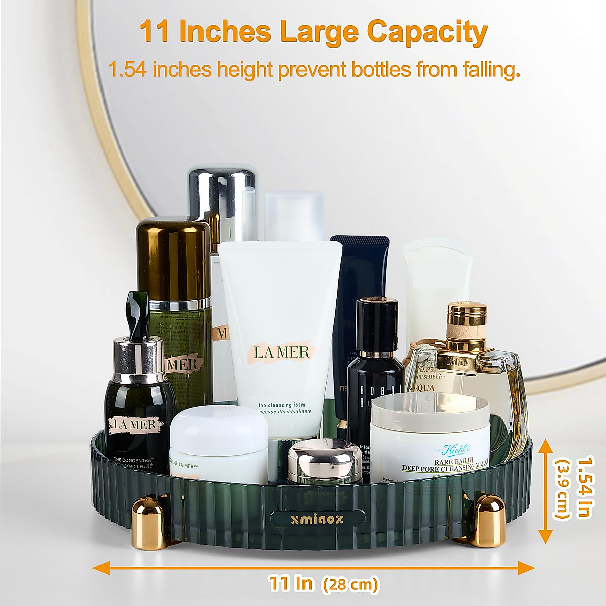 XMIAOX Lazy Susan Turnable Organizer, 11 Inches Plastic Rotating Spice Rack, Storage Turntable for Cabinet, Kitchen, Pantry, Bathroom, Cosmetics, Transparent