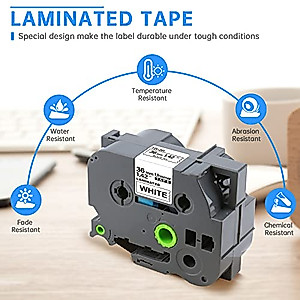 Unismar Wide Label Tape Compatible for Brother Ptouch TZe-261 TZ261 TZe261 36 mm Tape for PT-3600 PT-530 PT-550 PT-9200DX PT-9200PC PT-9700PC, 1 1/2''(1.4'') x 26.2', Black on White 2-Pack