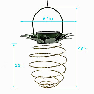 JFRISING 2 Pack 60 LEDs Solar Pineapple Lighting Lantern,Metal Pineapple Solar Powered Garden Outdoor Waterproof Hanging Lantern, Home Decorative for Patio Yard Porch Path