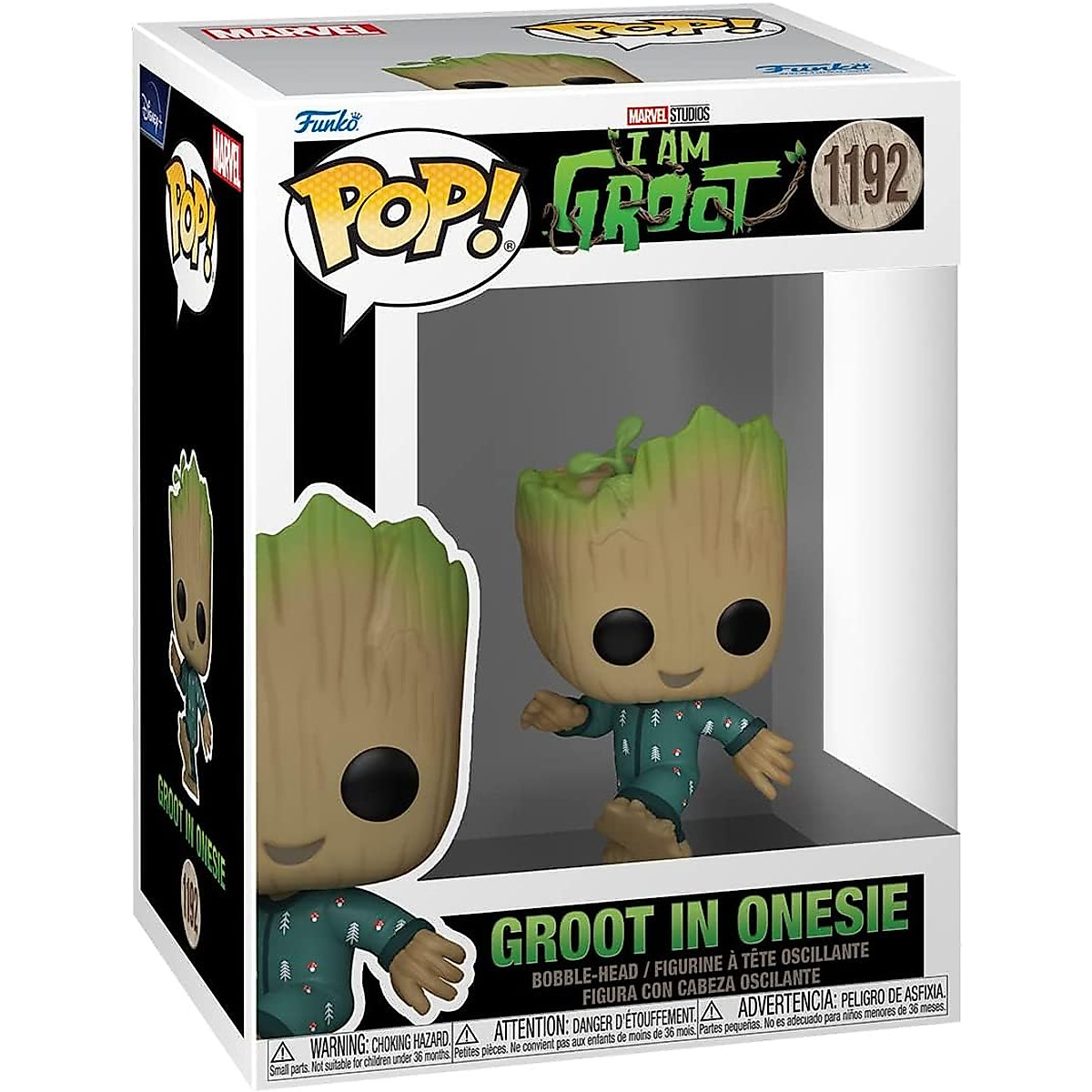 POP Marvel: I Am Groot - Groot Dancing in Onesie PJs Funko Vinyl Figure (Bundled with Compatible Box Protector Case), Multicolored, 3.75 inches