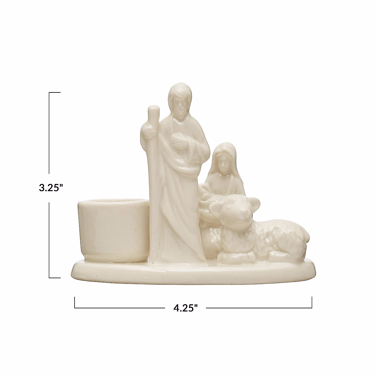 Creative Co-Op Stoneware Nativity Taper Holder, White