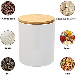 Kopmath Ceramic Food Storage Jar, 35 FL OZ（1000 ml）,Kitchen Canister with Bamboo Lid, Sturdy for Dishwasher, Storage Container for Coffee Sugar Tea Nut Snack Sourdough Starter
