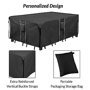 YJHome Outdoor Table Covers Waterproof Rectangle Patio Furniture Covers, Outdoor Table and Chair Set Covers, Heavy Duty Sectional Sofa Set Covers UV Resistant Large (Rectangular 126L x 63W x 28H)