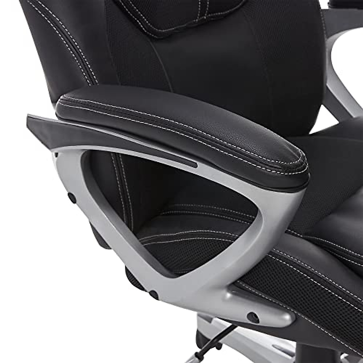 Serta Executive Office Padded Arms, Adjustable Ergonomic Gaming Desk Chair with Lumbar Support, Faux Leather and Mesh, Black