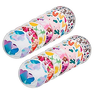 Babygoal Reusable Contoured Nursing Pads, 4.7" Organic Soft Breathable Washable Mama Breast with Laundry Bag and Mini Wet Bag 14 Pack Large Size 14NPA05-B