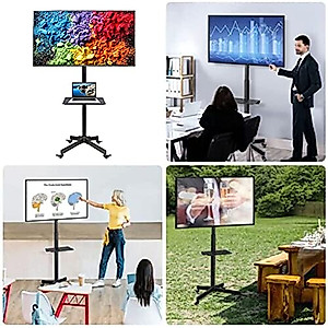 Mobile TV Stand on Wheels for 23-60" LCD LED Flat/Curved Panel Screen TVs, Adjustable Shelves Reclining TV Cart Max VESA 400x400 Portable TV Stand with Tray Rolling Floor TV Stand