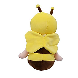 BABOLI Emotional Support Bee Stuffed Animal with Smile Face and Yellow Wings Soft Plush Fuzzy Bumblebee Toy Pillow Pretty Sweet Gifts for Honey Kids or Stuff Collection 12 Inches