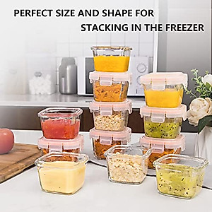 Luvan 6oz Baby Food Storage Containers, 12-Pack Baby Food Jars with Lids LeakProof, Baby Food Containers Glass Stackable, Freezer/Microwave/Dishwasher Safe, Ideal for Fruit Purees and Vegetable Mashes