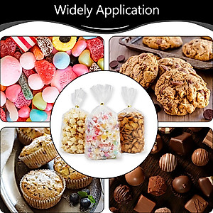 6"x 9" Bottom Gusset Bags, Cellophane Bags, 50Pcs Clear Cellophane Gift Bags with Twist Ties, Cello Cellophane Treat Goodie Bags for Party Favors Packaging Candy Cookies Popcorn Food Storage Wrapping