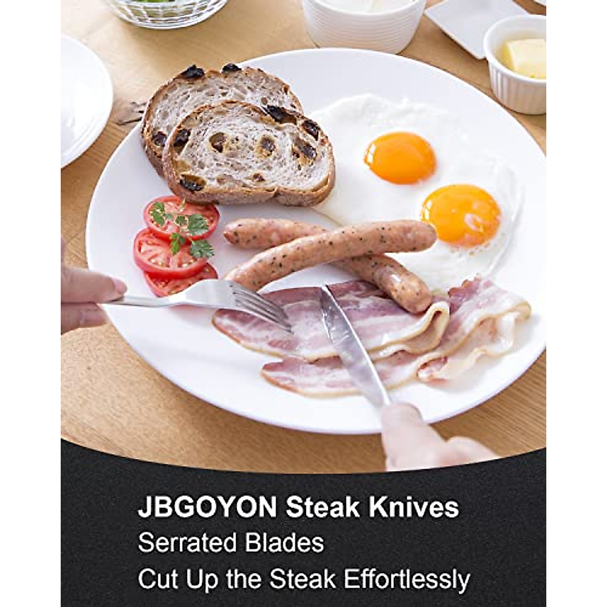 20-Piece Silverware Set for 4, JBGOYON Stainless Steel Flatware Set with Steak Knives, Mirror Polished Tableware Cutlery Set, Utensil Sets for Kitchen Include Knives Spoons Forks