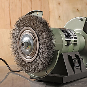 6 Inch Bench Grinder Grinding Wheel & Wire Wheel Brush with 1/2'' Arbor, 120 Grit Silicon Carbide Bench Grinding Wheel for Bench Grinder,for Drill Bits, Blades and Knifes Cleaning Polishing Sharpening