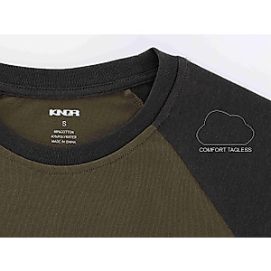 KNQR Mens Casual Basic Soft Tagless 3/4 Sleeve Active Sports Running Hiking Baseball Tee Shirts Black/Flame Red M