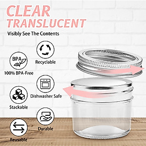 TUZAZO Small Mason Jars 8 Pack, 4 oz Mini Glass Mason Jars with Lids and Labels, Small Glass Canning Jars for Jelly Spice Herbs Honey Jam Storage