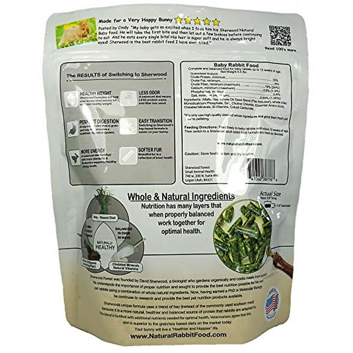 Sherwood Baby Rabbit Food. Hay-Based Pellet. No Wheat, Corn, or Soy for Better Digestion. 4.5 lbs