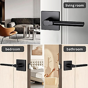 Alpacasso 7PCS Interior Door Lever Handle Lock Set from Inside Privacy Passage Bedroom Locker Door Heavy Duty Hardware Gate Hinges Spring Baseboard Stopper Knob Deadbolt Keyless for Kids Child Safety