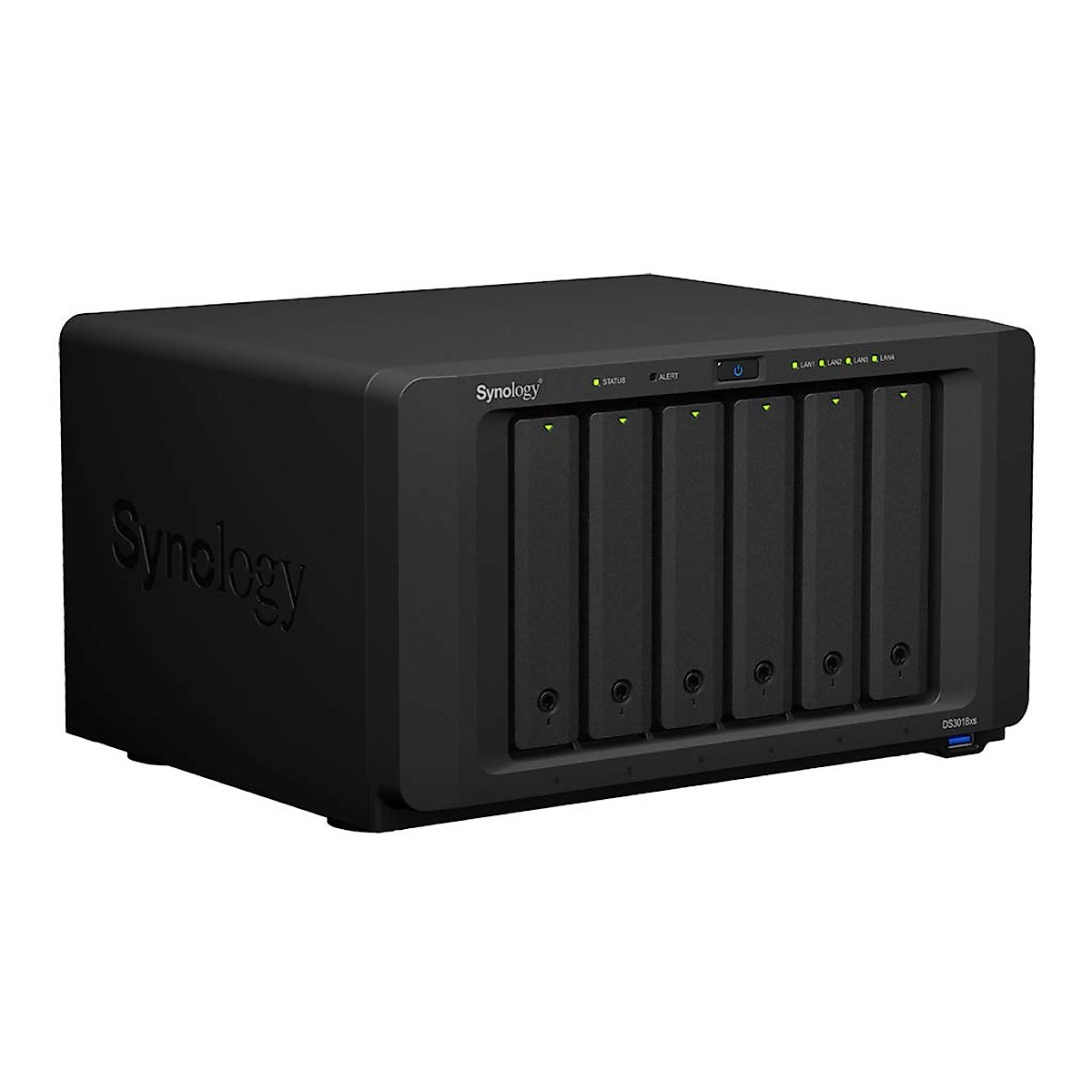 Synology DiskStation DS3018xs Tower NAS Server, Intel Pentium D1508 Dual-Core, 32GB DDR4, 4TB SSD, 32TB SATA HDD, DSM Software