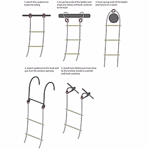 Fire Escape Rope Ladder - Safety Emergency Ladders, Soft Ladder with Hooks, for Home Climbing Fire Escape Reusable (Size : 5M)
