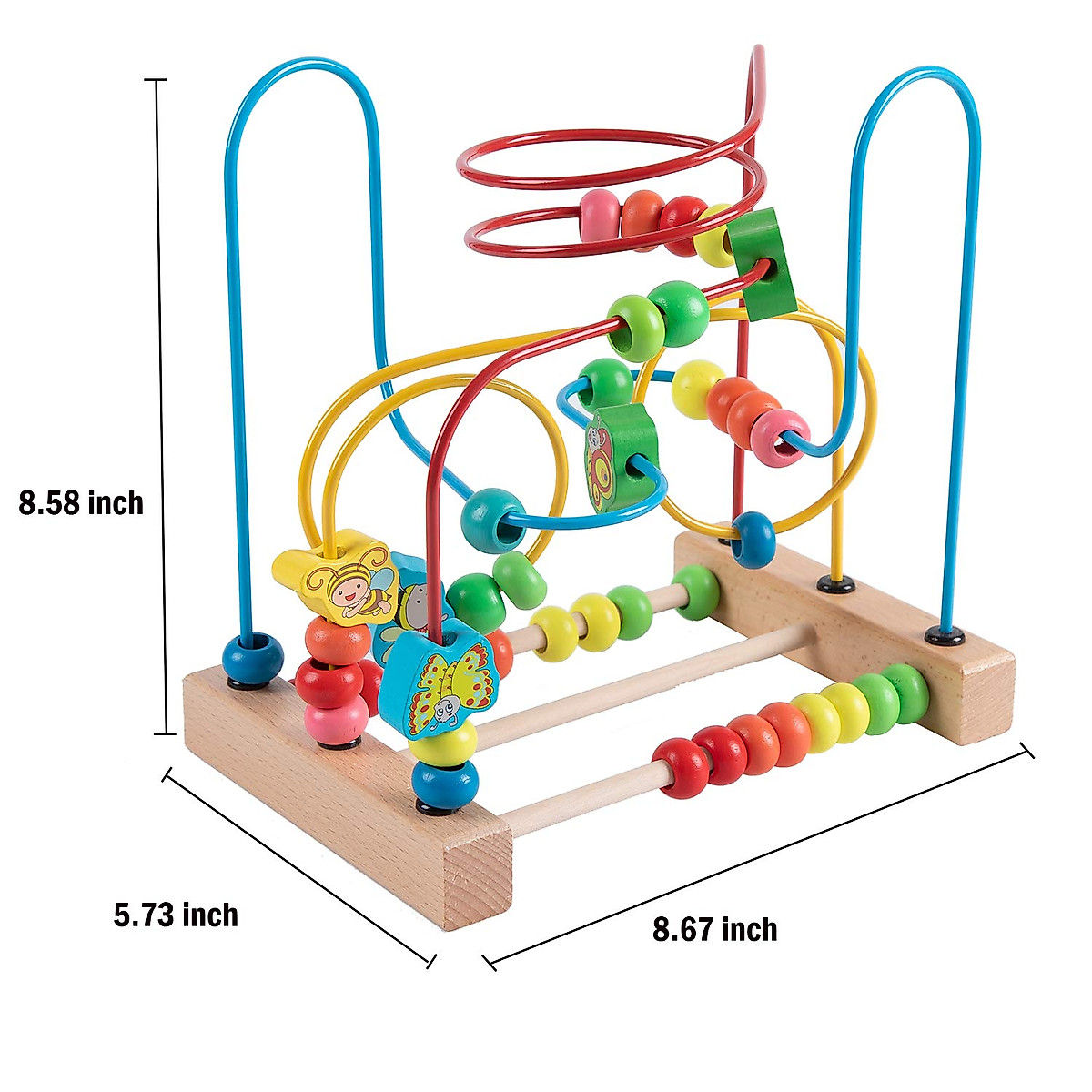 Joqutoys Bead Maze Toy for 1 2 3 Year Old Kids, Wooden Colorful Roller Coaster Circle Toys, Early Educational Toys for Toddlers, First Birthday Gifts for Boys Girls