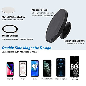 NewJourney Magnetic Phone Holder Compatible with Magsafe for Gym, Mag Safe Phone Mount for Peloton Bike Treadmill Compatible with iPhone 14 13 12 Pro Max Plus Mini (Black)
