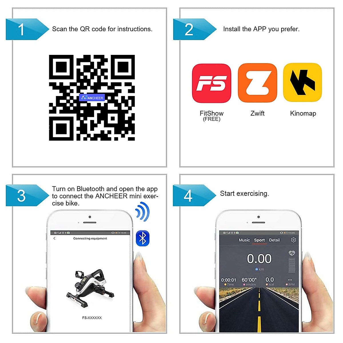 Under Desk Bike Pedal Exerciser, ANCHEER Magnetic Mini Exercise Bike for Arm Leg Recovery, Physical Therapy Leg Exerciser While Sitting for Home and Office Fitness