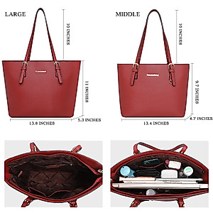 2pcs Tote Handbag Purse Set for Women Large Fashion Satchel Shoulder Laptop Bag MWC2-H030RD