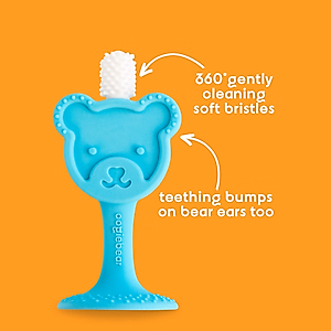 oogiebear Infant-to-Toddler Training Teether Toothbrush - 0-2 Years - 360° Soft Silicone, Promotes Safe Brushing, Baby & Kids Health - Teddy Bear Design Oral Care - 1 Unit