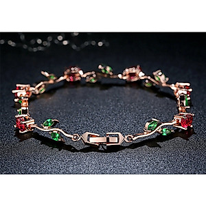 FEDONA 18k Yellow Gold-Plated Sterling Silver Diamond Accent Two-Tone Gemstone Tennis Bracelet Diamond Bangle Bracelet Colorful