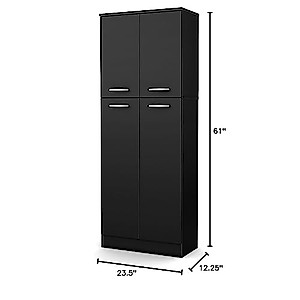 South Shore Axess 4-Door Storage Pantry, Pure Black