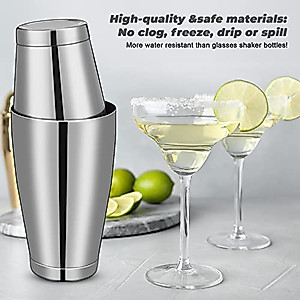 6 Pieces Cocktail Shakers Professional Bar Shaker Boston Shaker Set Stainless Steel Martini Shaker Drink Mixer Basic Tools Weighted Shake Metal Can Cocktail Shaker Set for Bartenders, 18 Oz, 28 Oz