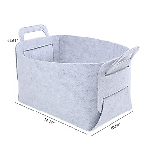 Foldable Felt Storage Bin Basket with Handles Collapsible Fabric Cube Organizer for Nursery,Office,Bedroom,Baby-Clothes Toys Blanket Organizing