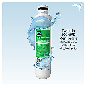 Aquatic Life AQUATICLIFE Reverse Osmosis Twist-in Replacement Water Filter Cartridges Pack Set, 2 Activated Carbon Block, 2 Sediment Filters and 100 GPD RO Membrane, 5-Piece Bundle