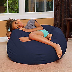 Posh Beanbags Bean Bag Chair, Large-38in, Solid Navy Blue