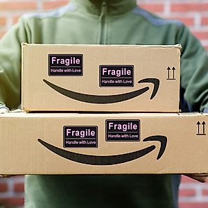 500 Pieces 2 x 3 Inch Black Pink Fragile Handle with Love Labels Stickers Self-Adhesive Stickers for Shipping Mailing Packing Envelope Present Jewelry Bag