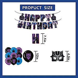 Black Party Supplies for Boys, Movies Theme Party Decorations Include Happy Birthday Banner, Hanging Swirls, Balloons, Cake Toppers, Cupcake Toppers, Sticker, Eye Mask, Tablecloth, Plate, Movies Themed Party Favor for Kids Fans