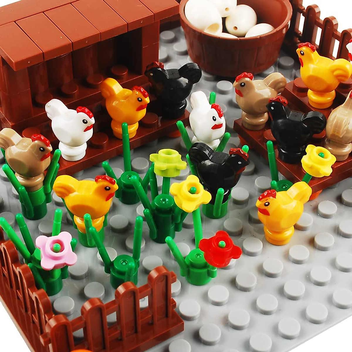 BAENRCY Cow Animal Building Blocks Animal Building Bricks Kit DIY Building Set Compatible All Major Brands (Chicken)