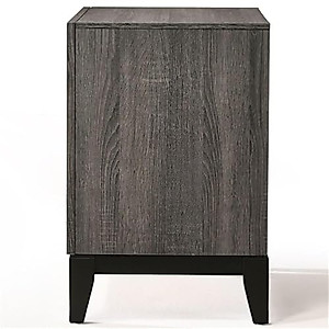Acme Valdemar Metal and Wood 2-Drawers Nightstand in Weathered Gray