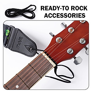 uxcell Guitar Strap, Classical Vintage Sunflower Print Guitar Shoulder Straps with Leather End, Adjustable Strap with free Lace Tie for Bass, Electric & Acoustic Guitars