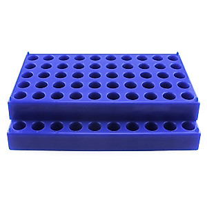 E-outstanding Vial Rack 2PCS 190x100x25mm Blue Stackable Tube Rack Centrifuge Tubes Rack for 12mm 1.5ML/2mL 50 Standard Vials