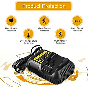 Zuliati 2PC DCB206 6.0Ah Battery Replacement for Dewalt 20V Battery DCB203 DCB206-2 DCB201 DCB204 Compatible with Dewalt 20 Volt Battery DCD985B DCD771C2 DCS355D1 Power Tools(Yellow)