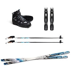 Whitewoods Whitetail Adult Metal Edge Backcountry Cross Country NNNBC Ski Package: Skis, Bindings, Boots, Poles (180 cm Skis, EU Boot Size: 48)