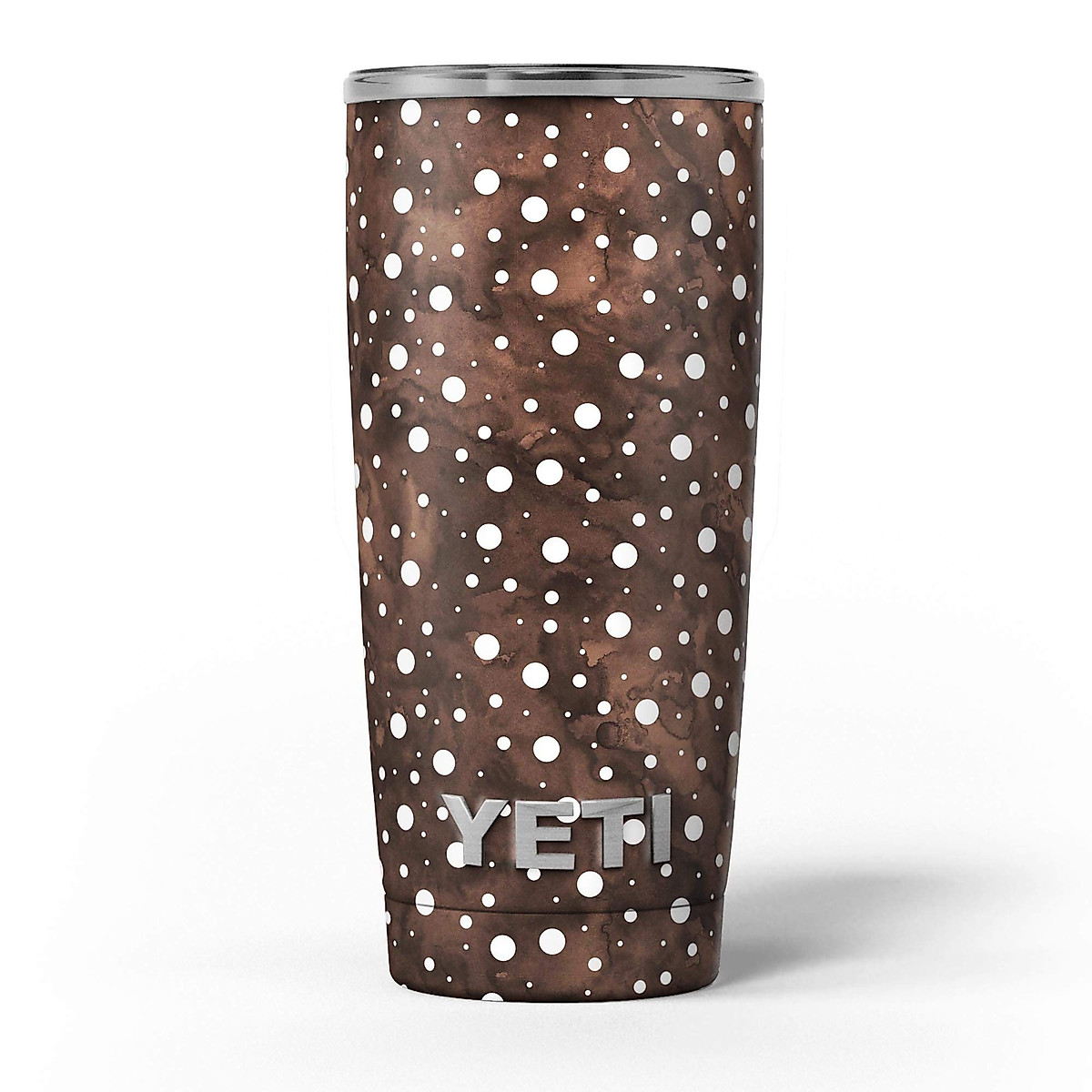Design Skinz Brown and White Watercolor Polka Dots - Skin Decal Vinyl Wrap Kit compatible with the Yeti Rambler Cooler Tumbler Cups