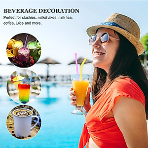 SHERCHPRY 150pcs Disposable Spoon Straws, Snow Cone Spoon Straws, Plastic Straws For Slushy Cup for Milkshakes Shaved Ice ( Mixed Color )