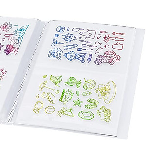 GLOBLELAND Clear Stamps Storage Embossing Folder Storage Photo Storage Album Seal Bags Storage Keeper Cards Folder Storage Bag for DIY Scrapbooking Arts Crafts Collecting Bags，80 Grids, 7x5.3Inch