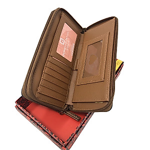 Stone Mountain Large Leather Zip Around Black/Brown Pebble Wristlet Wallet | 8X 1.5 X 4 inch