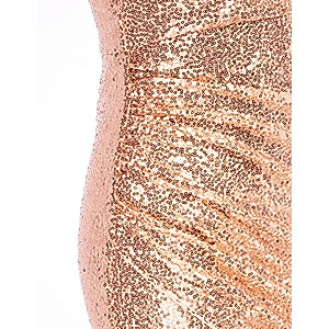 GRACE KARIN Women Deep V Neck Party Mini Dress U Back Sequin Irregular Hem Evening Dress Rose Gold