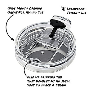 BUILT 24 Ounce Shasta Double Wall Vacuum Insulated Stainless Steel Coffee and Water Tumbler with Easy to Clean Flip to Open Lid, Black