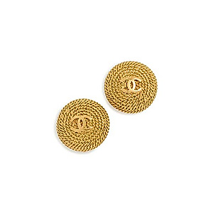 CHANEL Women's Pre-Loved Coiled Rope Texture Earrings, Gold, One Size