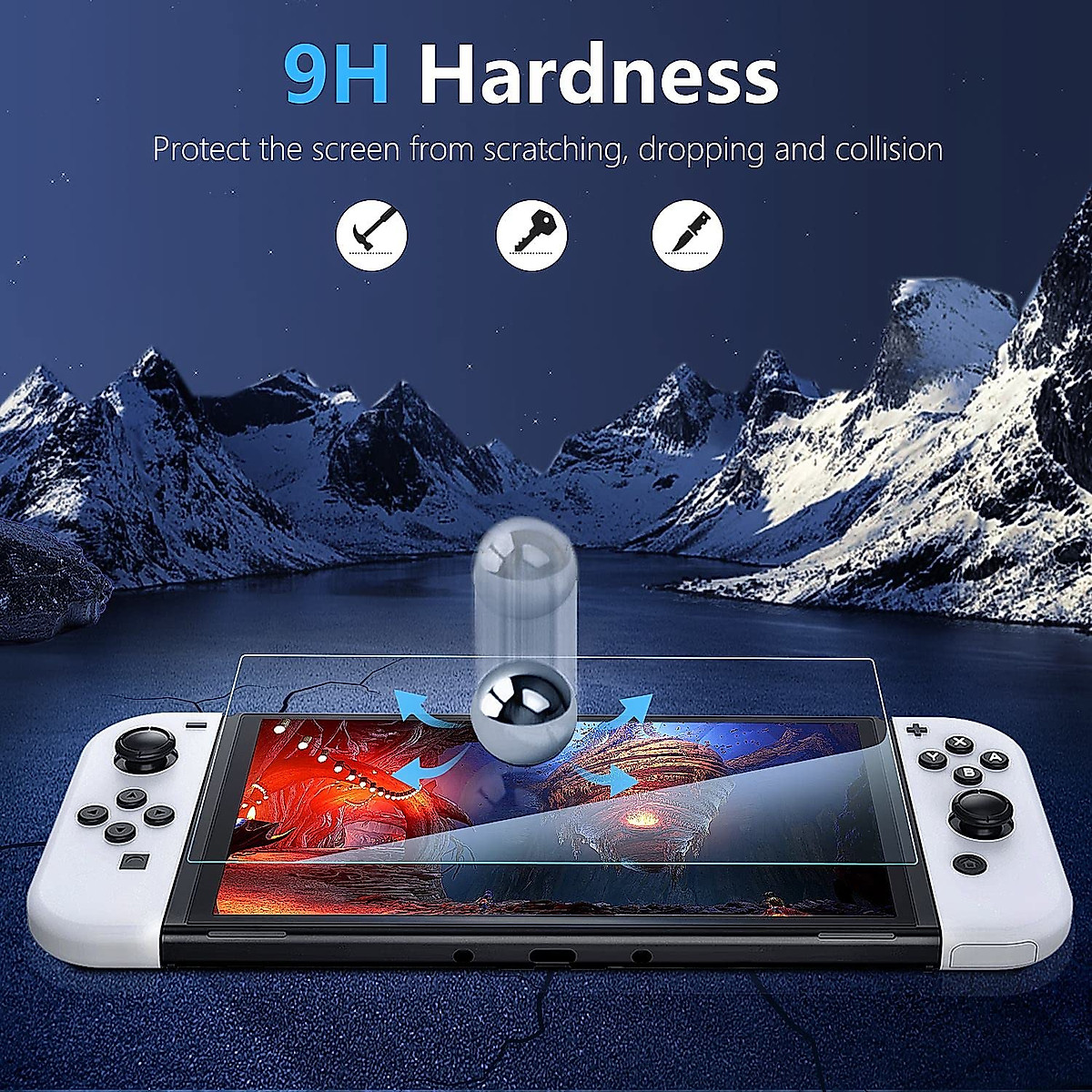 Trconk Screen Protector Compatible with Nintendo Switch OLED, Tempered Glass Screen Protector for Switch OLED 2021, 7-inch HD Clear Screen Protector Glass for OLED Switch, 3-Pack