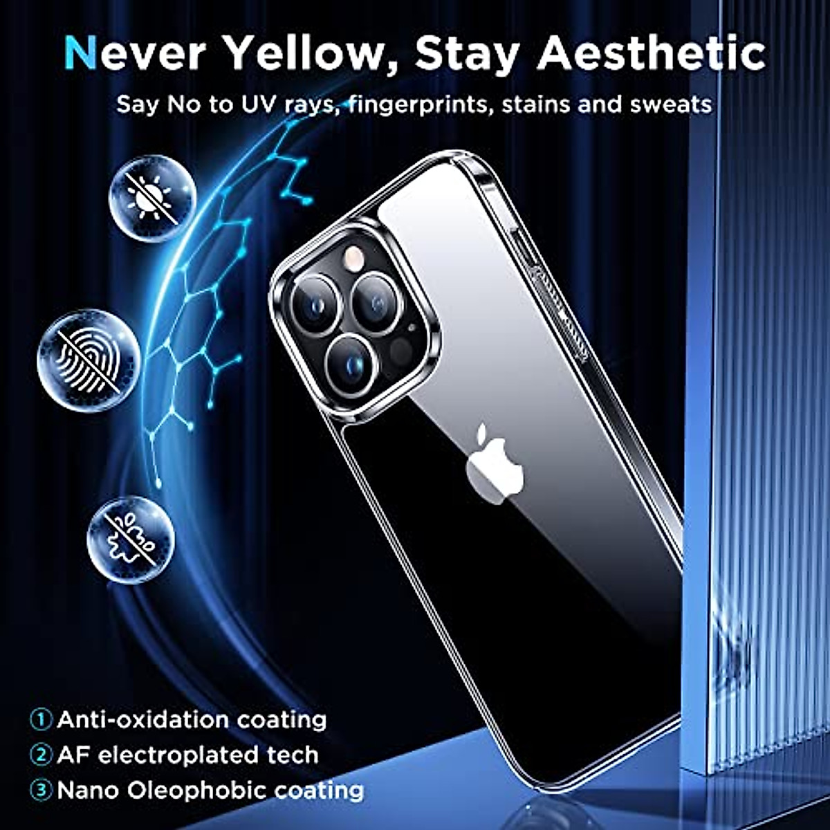 Simtect Ultra Clear Designed for iPhone 14 Pro Max Case, [Non-Yellowing] [10 FT Military Drop Protection] Slim Fit Yet Protective Shockproof Bumper with Airbag Phone Case Cover 6.7 Inch- Crystal Clear