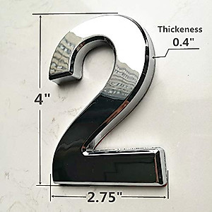 4 Inch Mailbox Numbers 2, Door Address Number Stickers 0-9 for House/Apartment/Floor, Bronze/Silver, by Hopewan. (2, Silver)